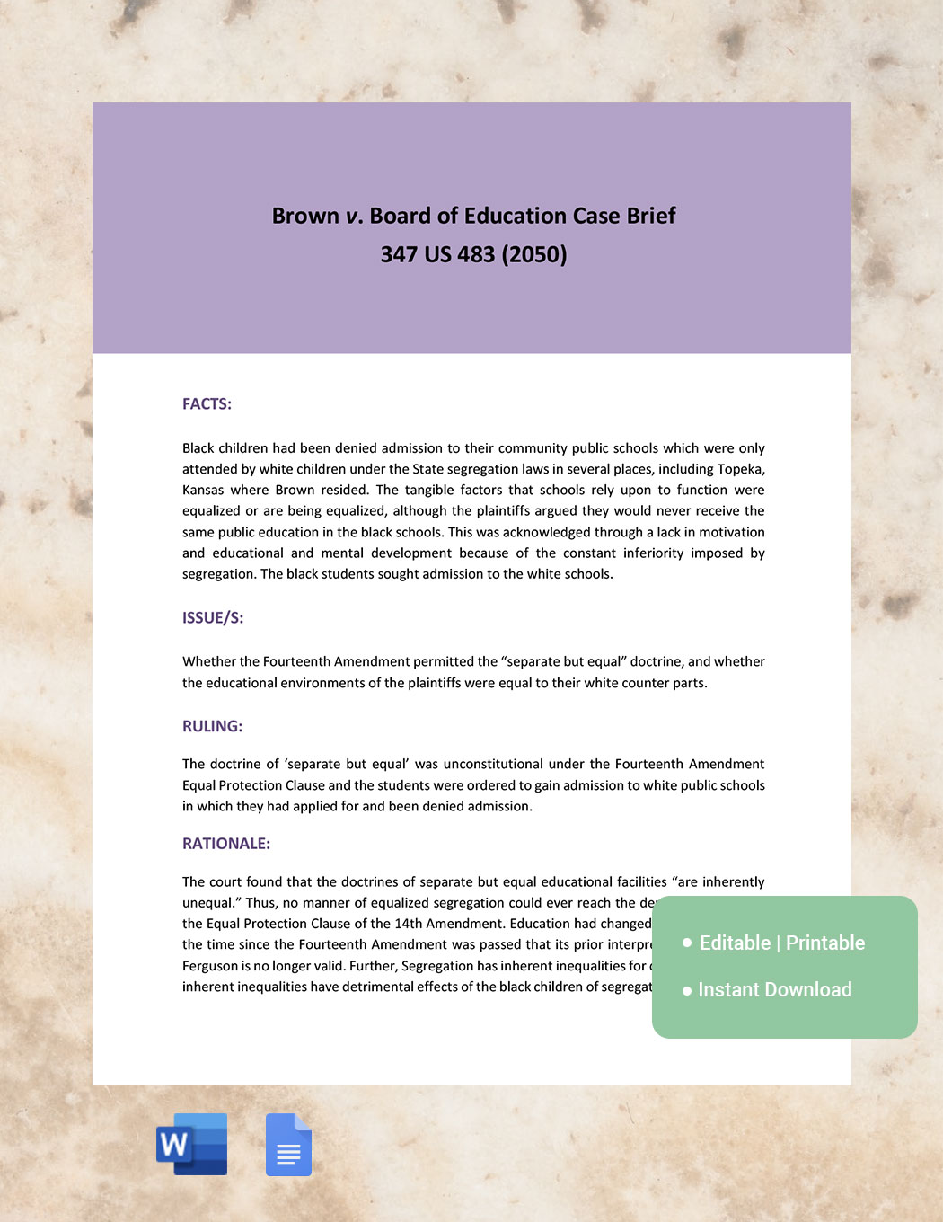 Law School Notes Case Brief Template In Word Google Docs Download