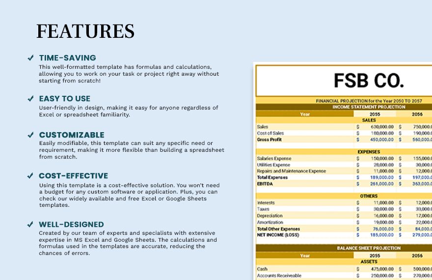 Free Financial Projection Template - Google Sheets, Excel | Template.net