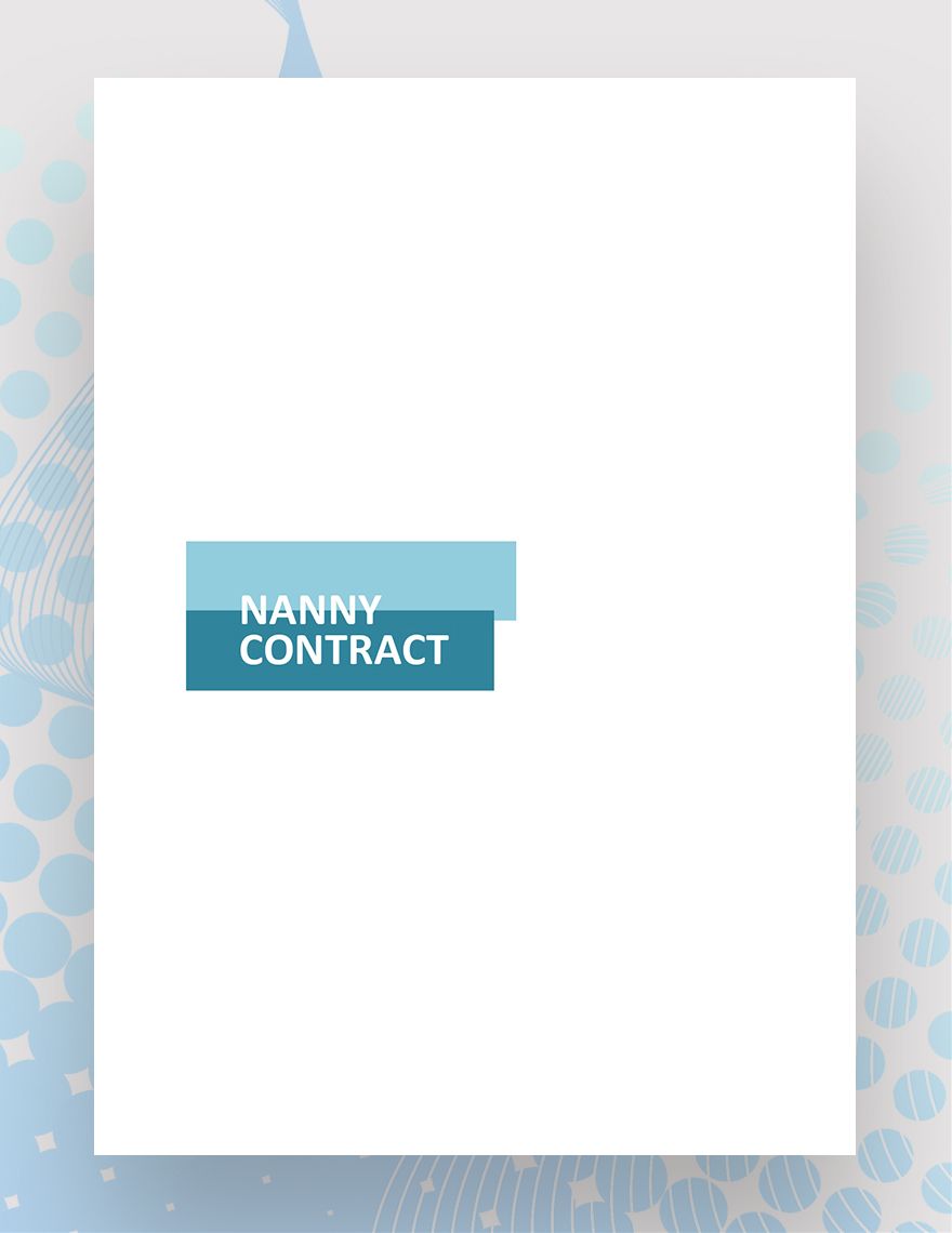 Nanny Contract Template - Google Docs, Word, Apple Pages | Template.net