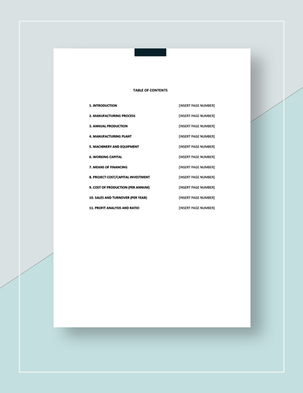 Manufacturing Project Report Sample PDF Template