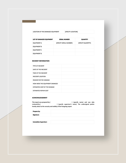 Equipment Test Report Template