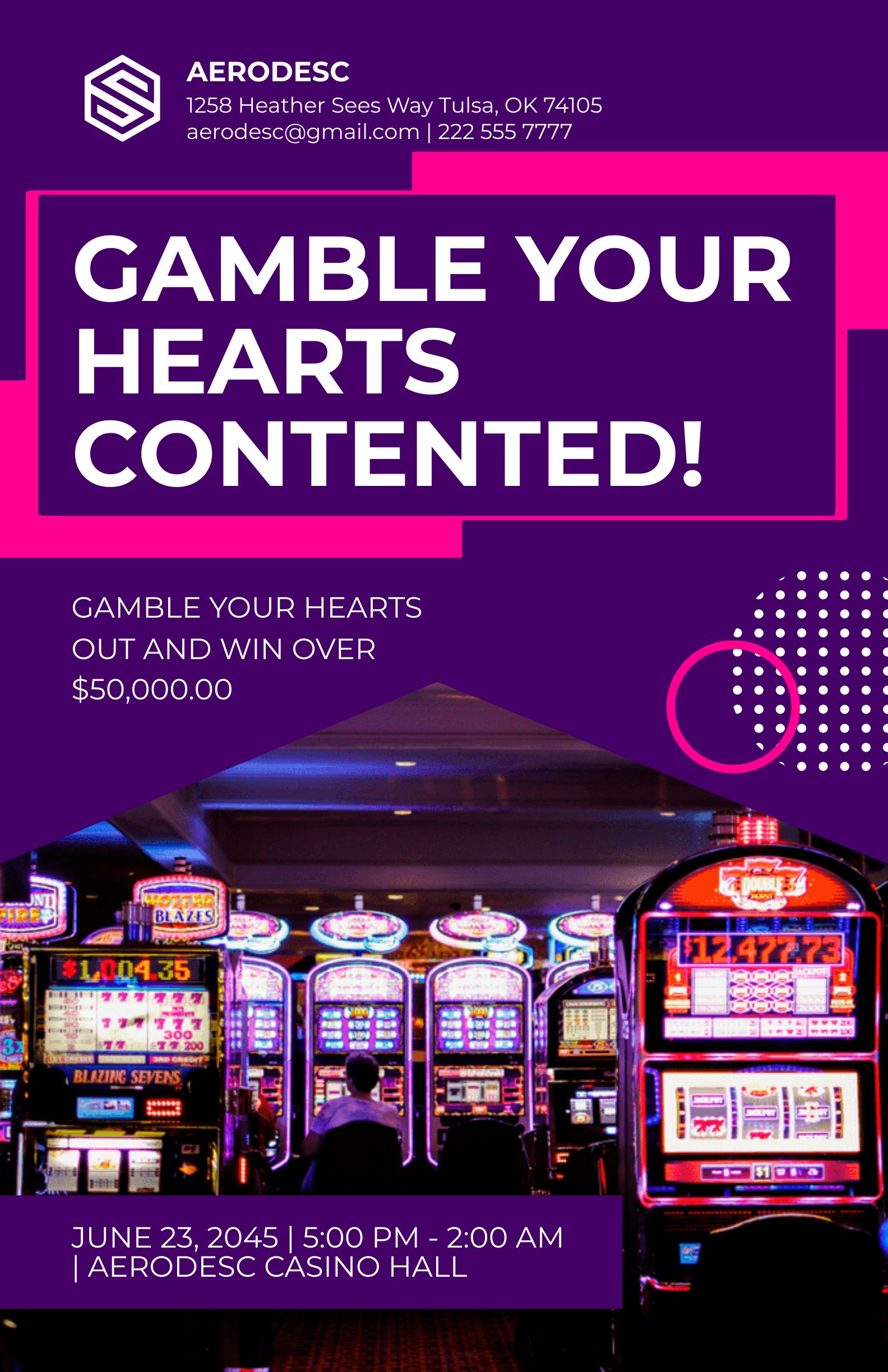 Free Casino Game Night Poster Template - Download in Word, Google Docs ...