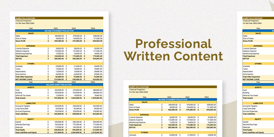 Free Daycare Financial Projections Template Google Sheets Excel 