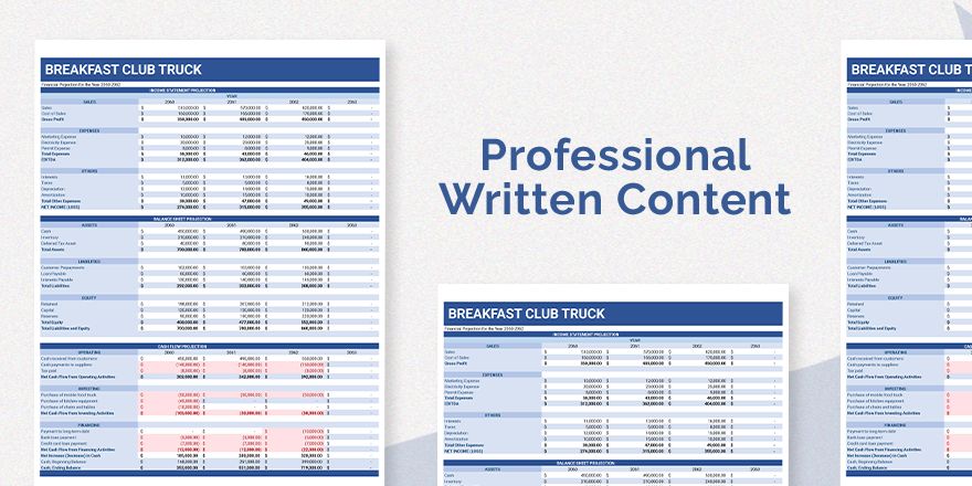 Free Mobile Food Truck Financial Projections Template Google Sheets 