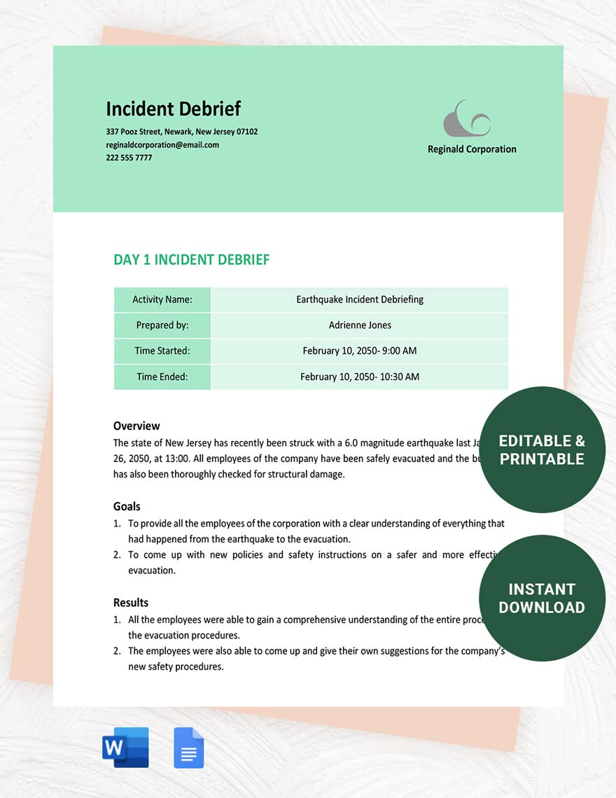 Incident Debriefing Template