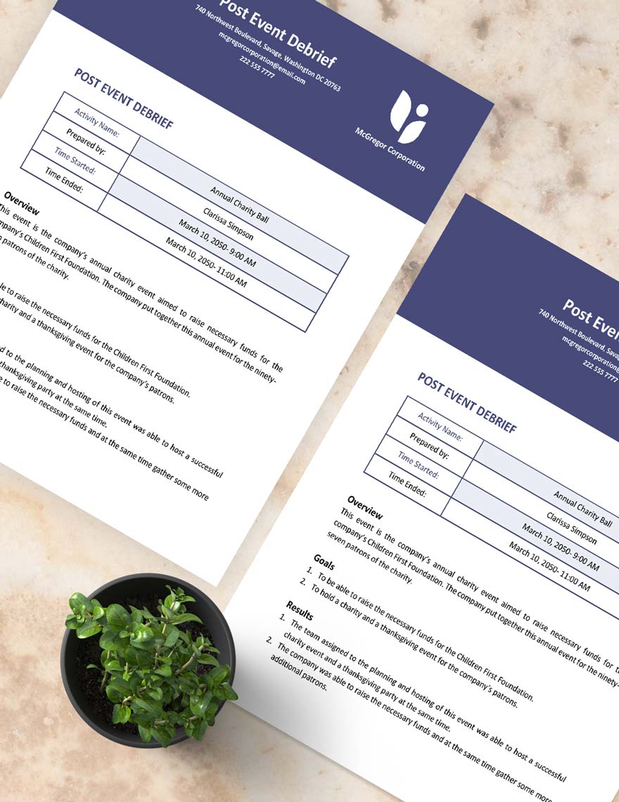 Post Event Debrief Template In Google Docs Word Download Template