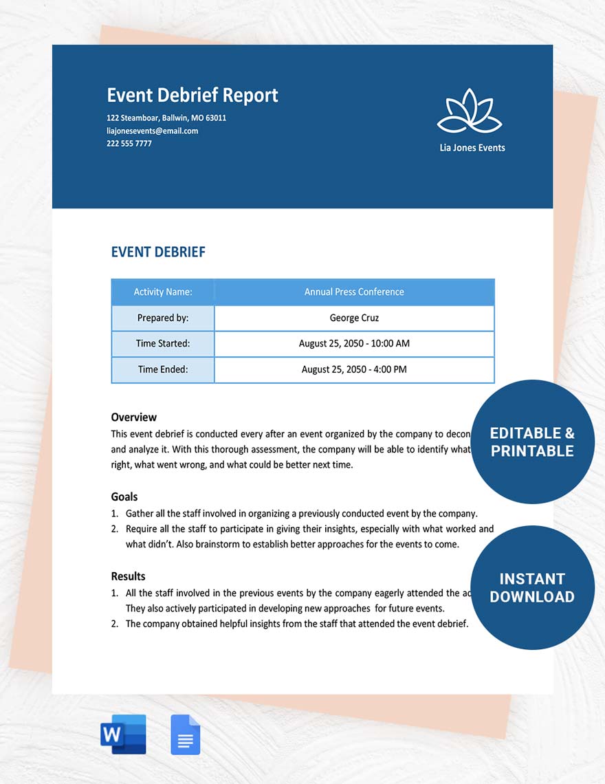 Free Event Report Template Printable Templates