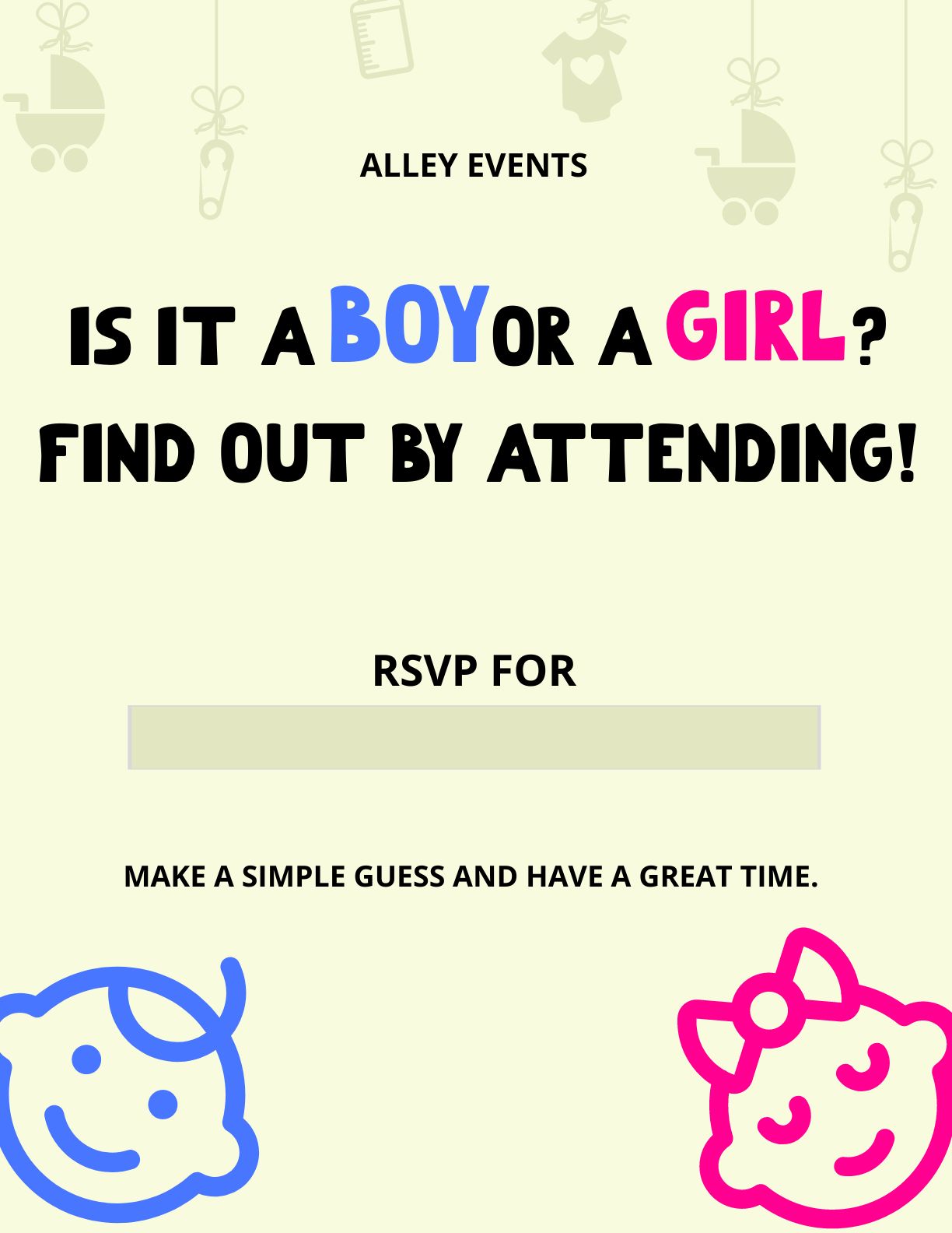 Rifles Or Ruffles Gender Reveal Flyer In PSD Illustrator Word