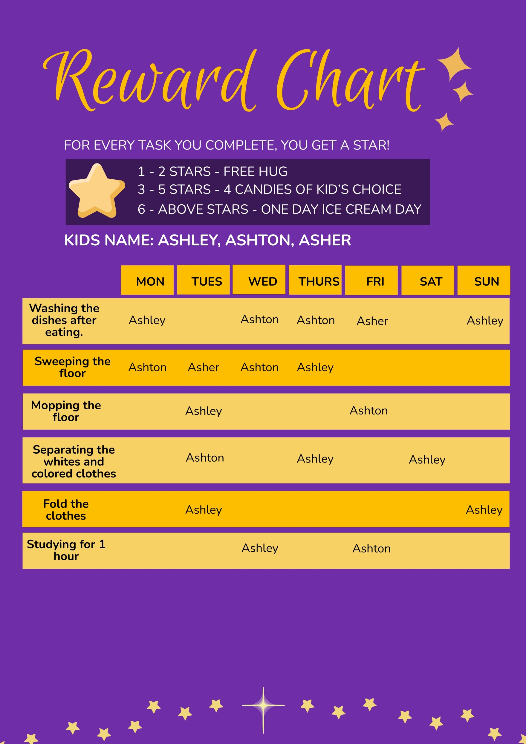 Reward Chart Illustrator PDF Template