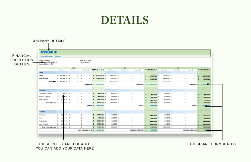 Professional Services Financial Projections Template - Download in ...