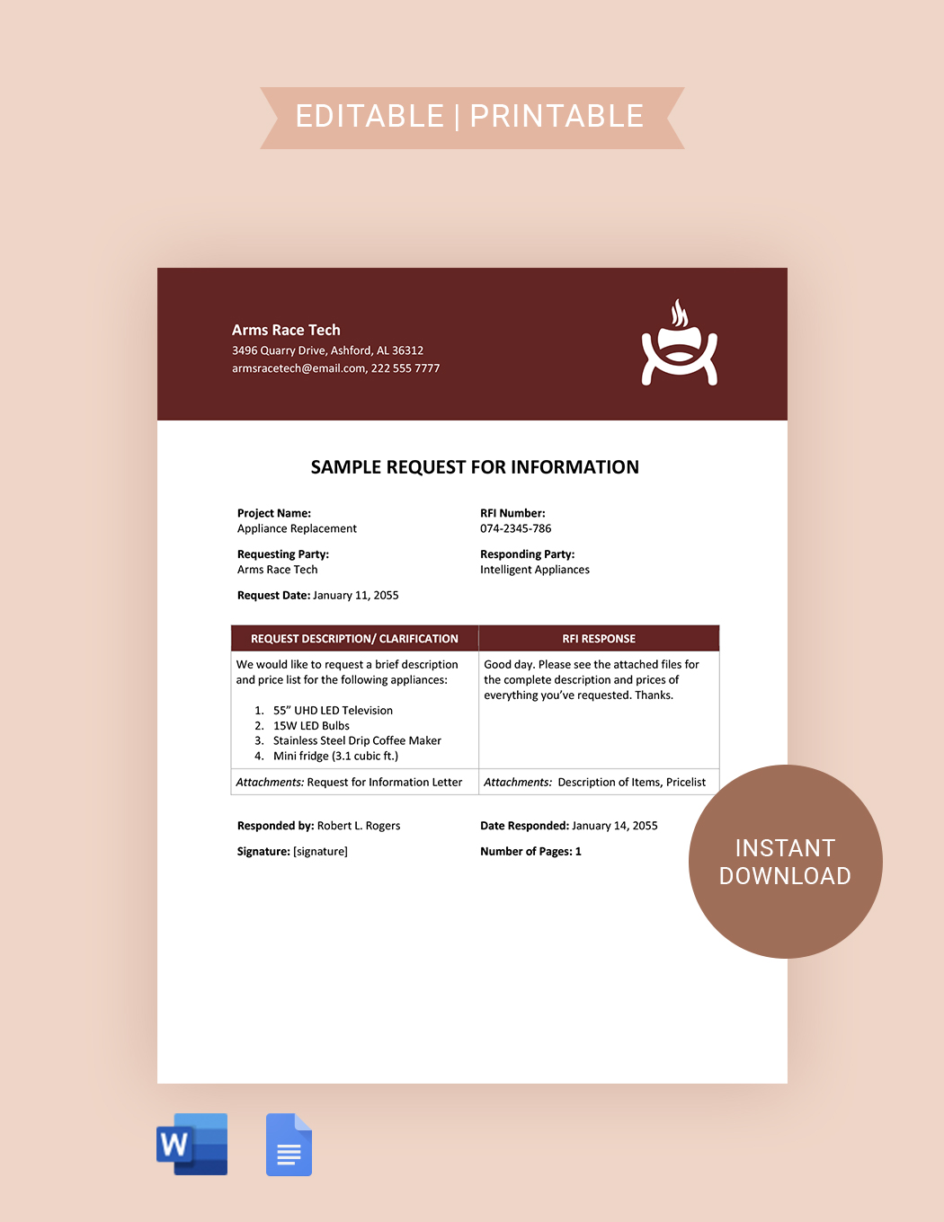 Free Software Request For Information Template - Download in Word ...