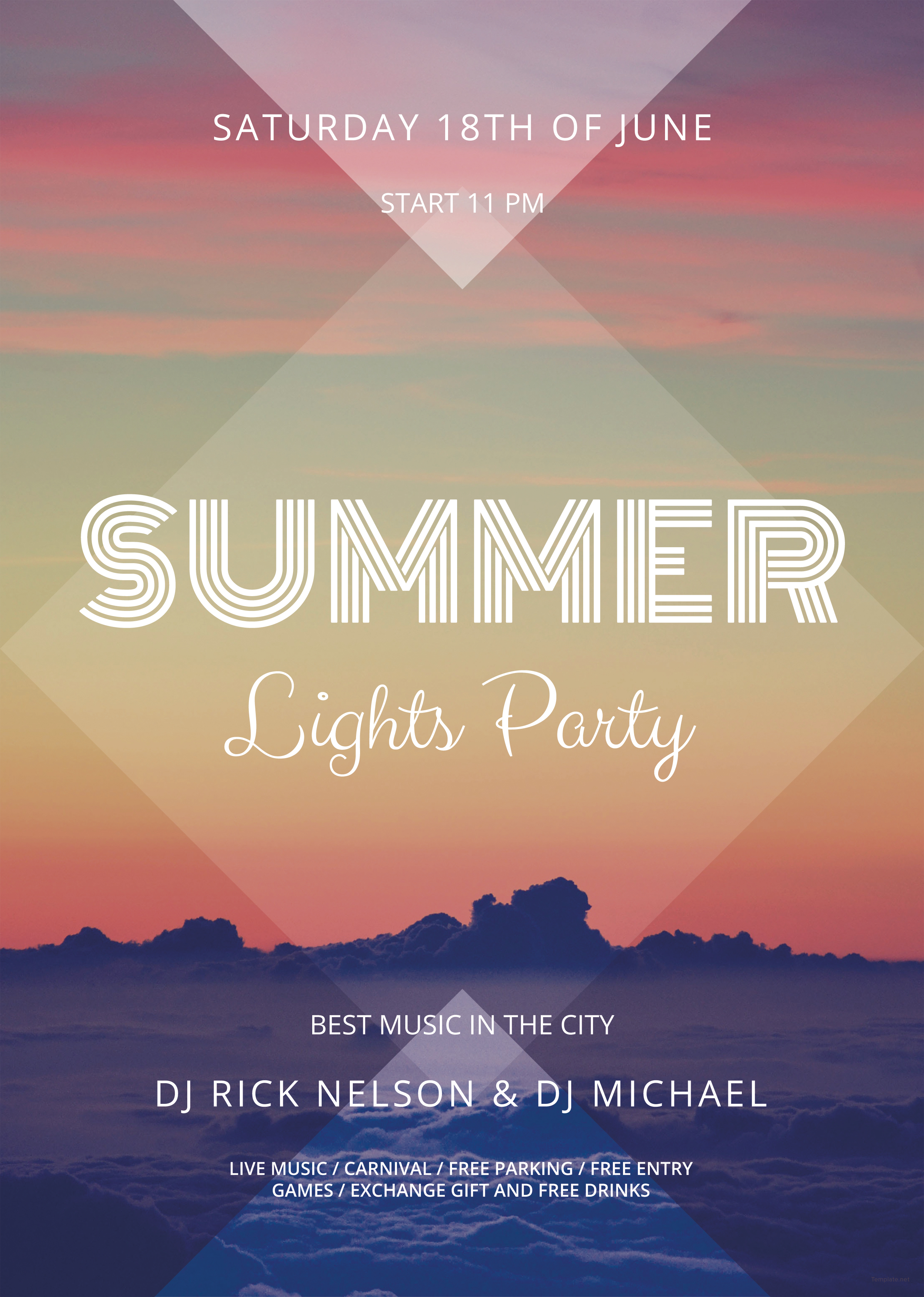 Free Summer Lights Flyer Template In Adobe Photoshop Microsoft Word 