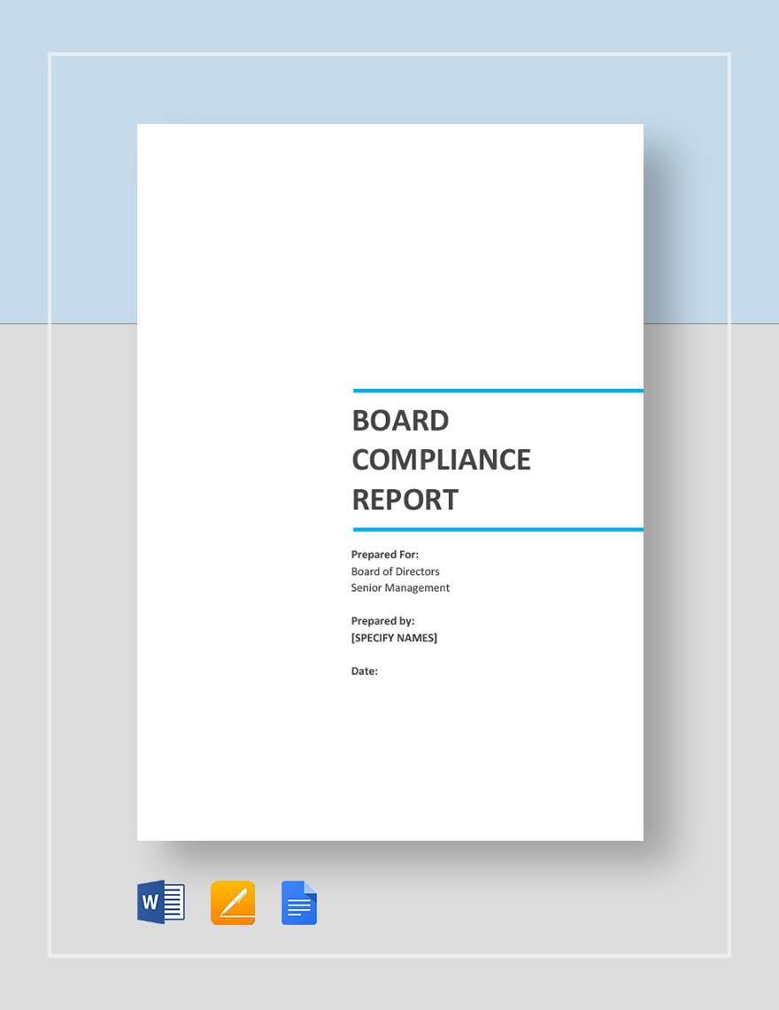 Board Compliance Report Template - Google Docs, Word, Apple Pages ...