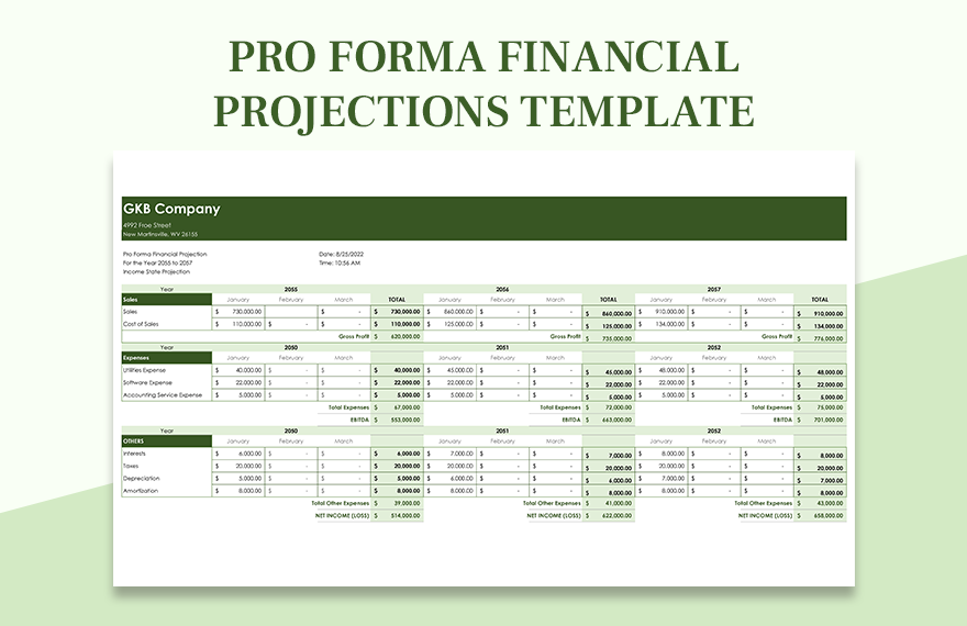 Pro Forma Financial Projections Template Download In Excel Google