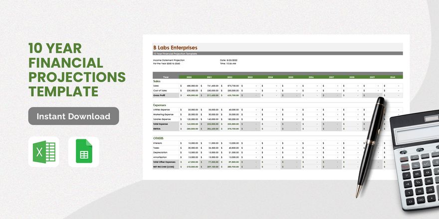 Company Financial Projections Template - Google Sheets, Excel ...