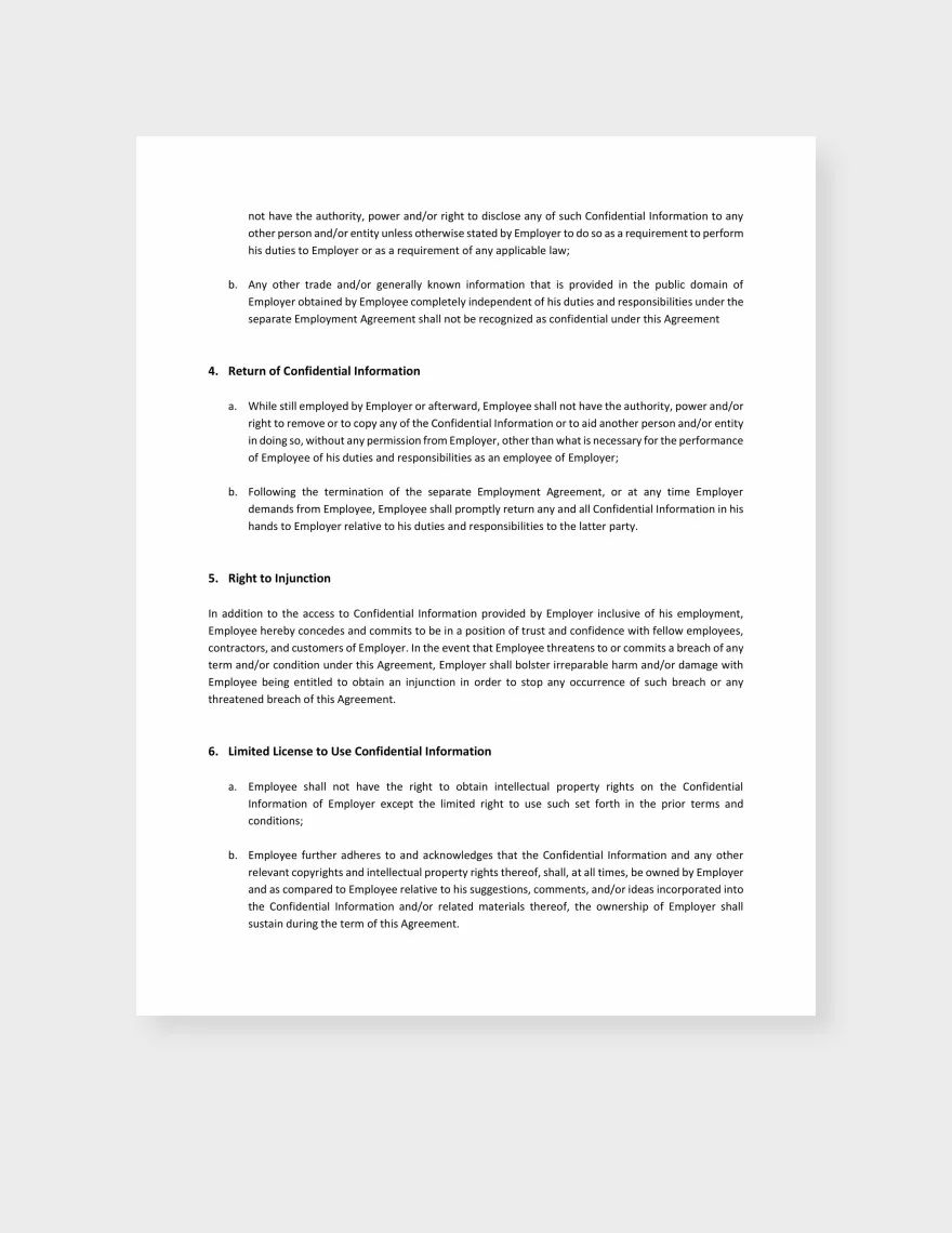 Employment Confidentiality Agreement Template - Google Docs, Word ...