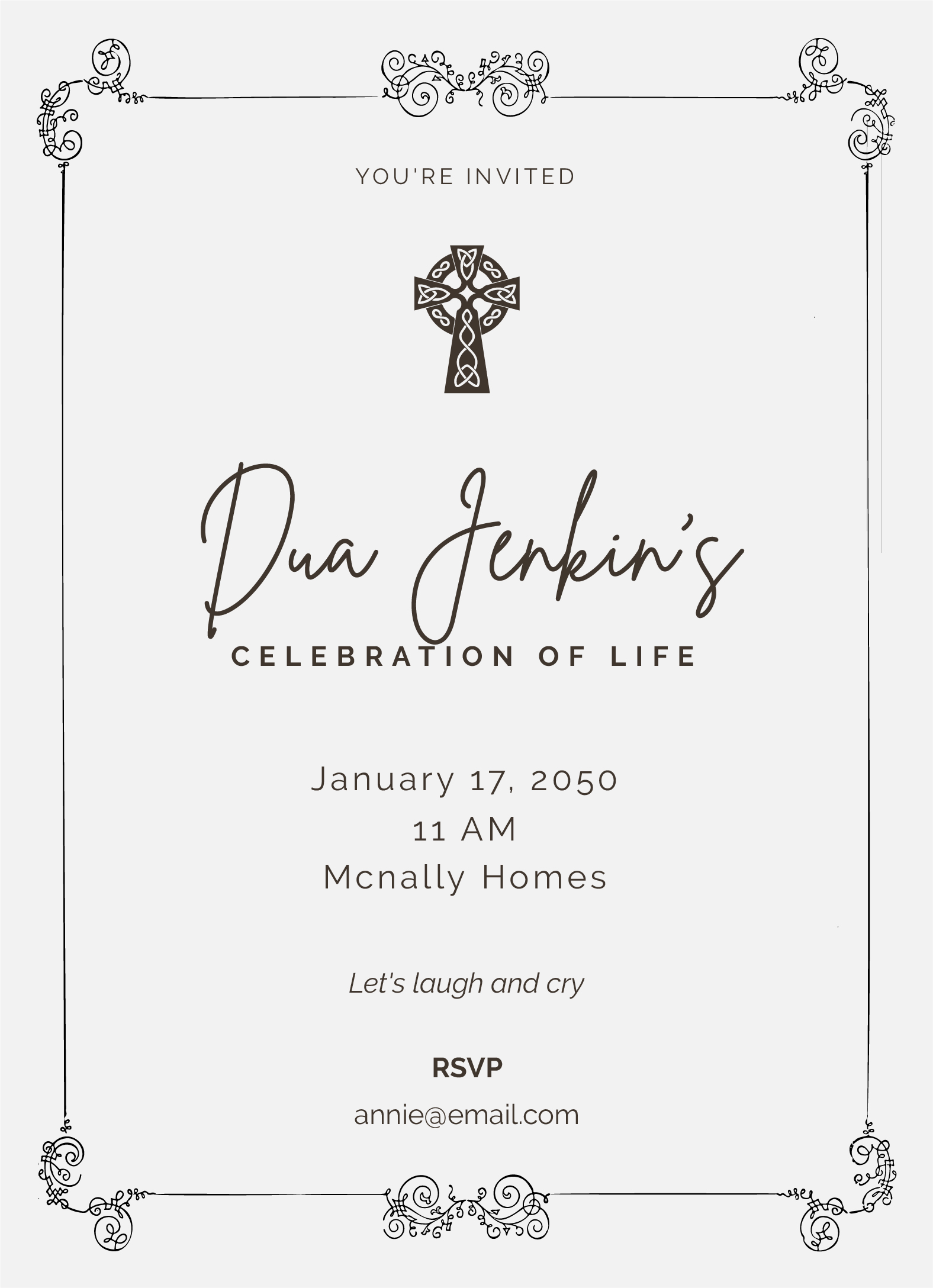 Free Gold Celebration Of Life Photo Invitation Template Download In