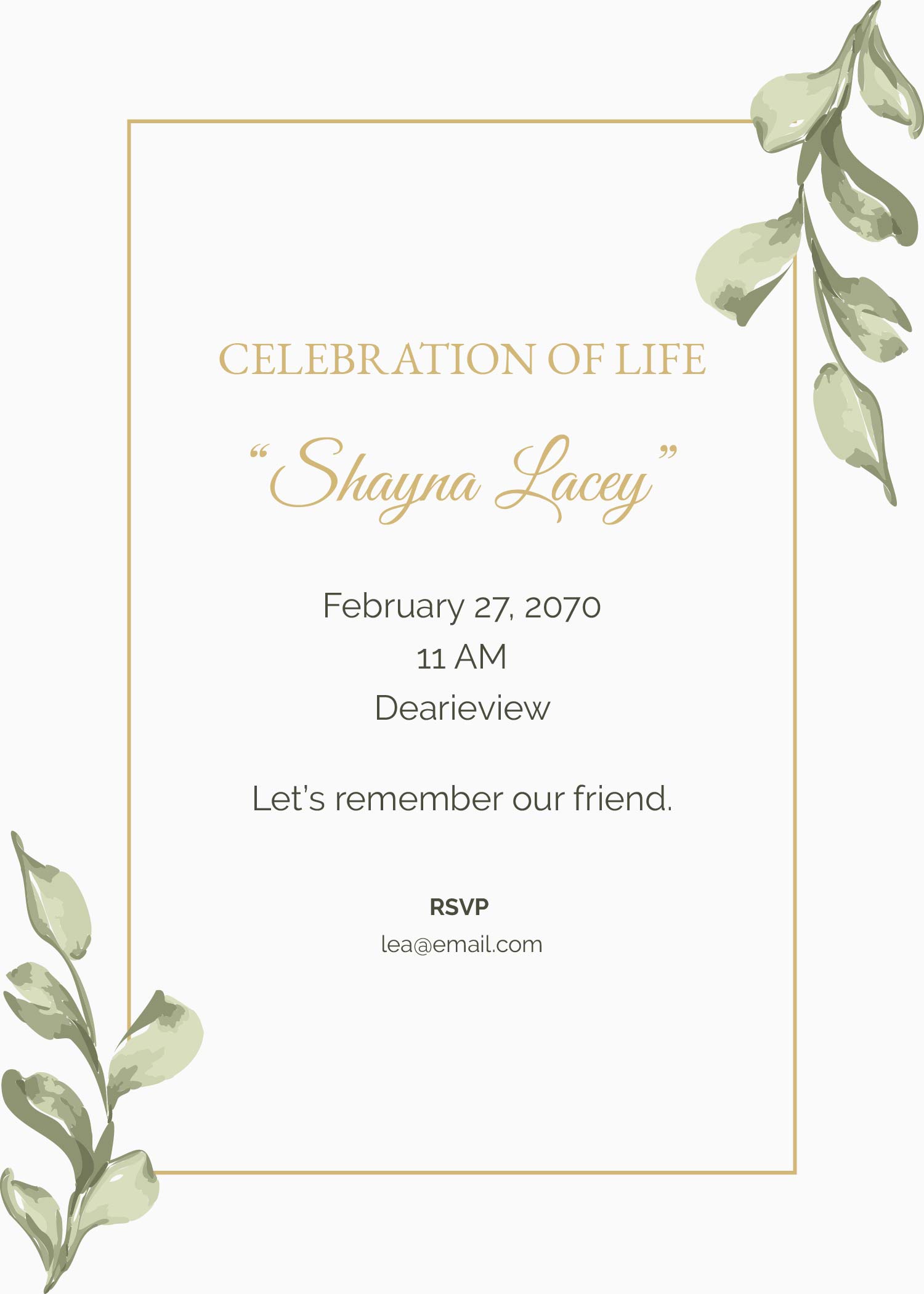Free Funeral Celebration Of Life Invitation Template Download In Word 