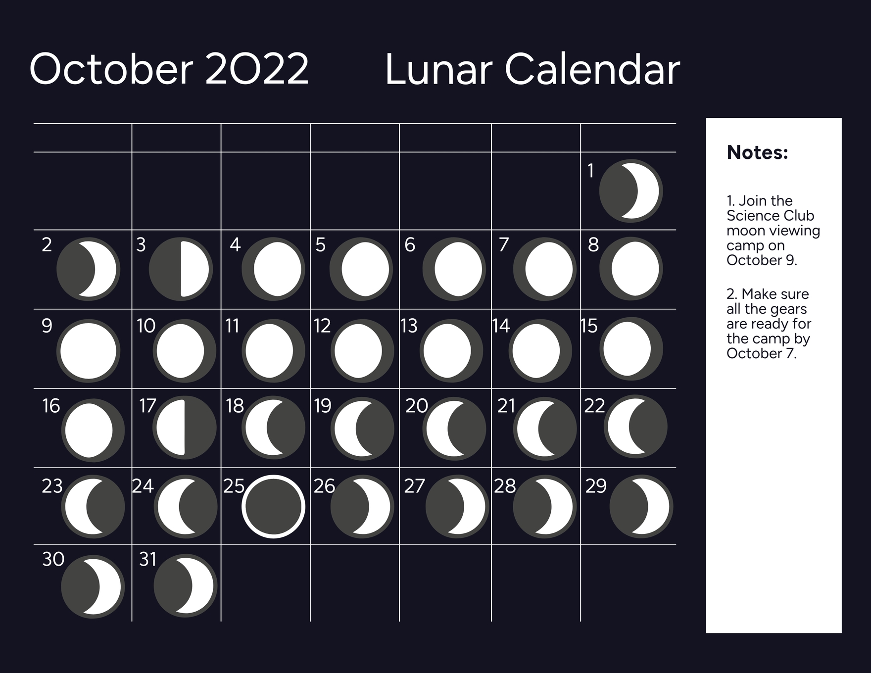 October 2022 Calendar With Moon Phases Printable Calendar Blank