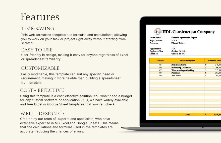 Contracts Schedule Of Values Template - Google Docs, Google Sheets, Excel, Word, Apple Pages ...