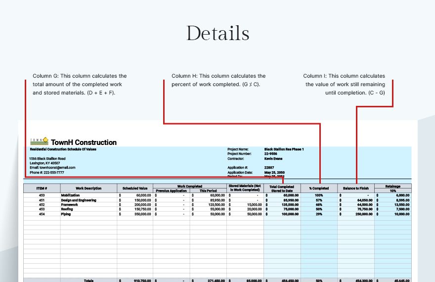 Residential Construction Schedule Of Values Template - Google Docs, Google Sheets, Excel, Word ...