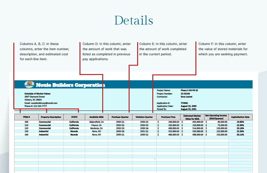 Schedule Of Market Values Template - Google Docs, Google Sheets, Excel ...