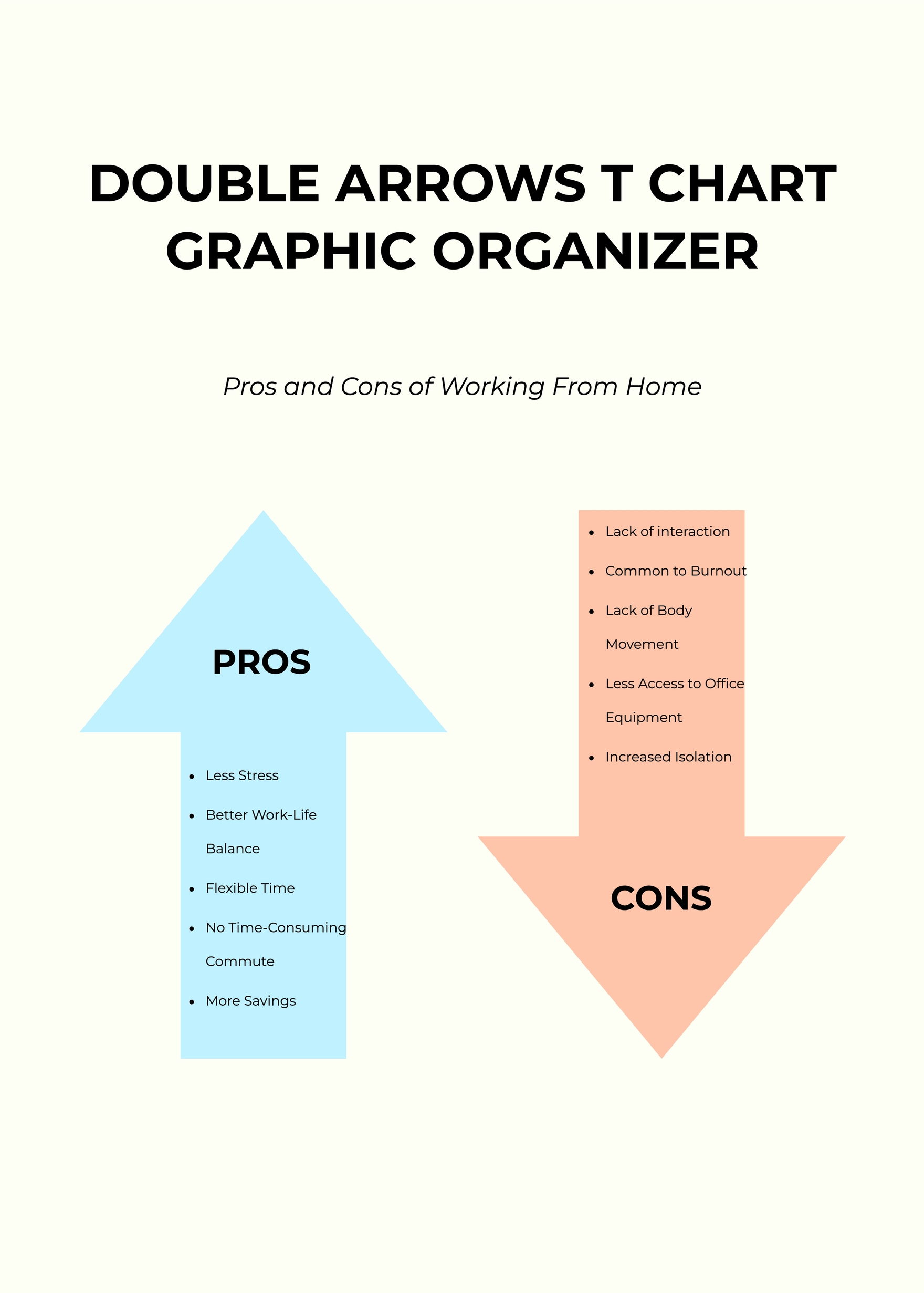 Free Double Arrows T Chart Graphic Organizer Illustrator PDF