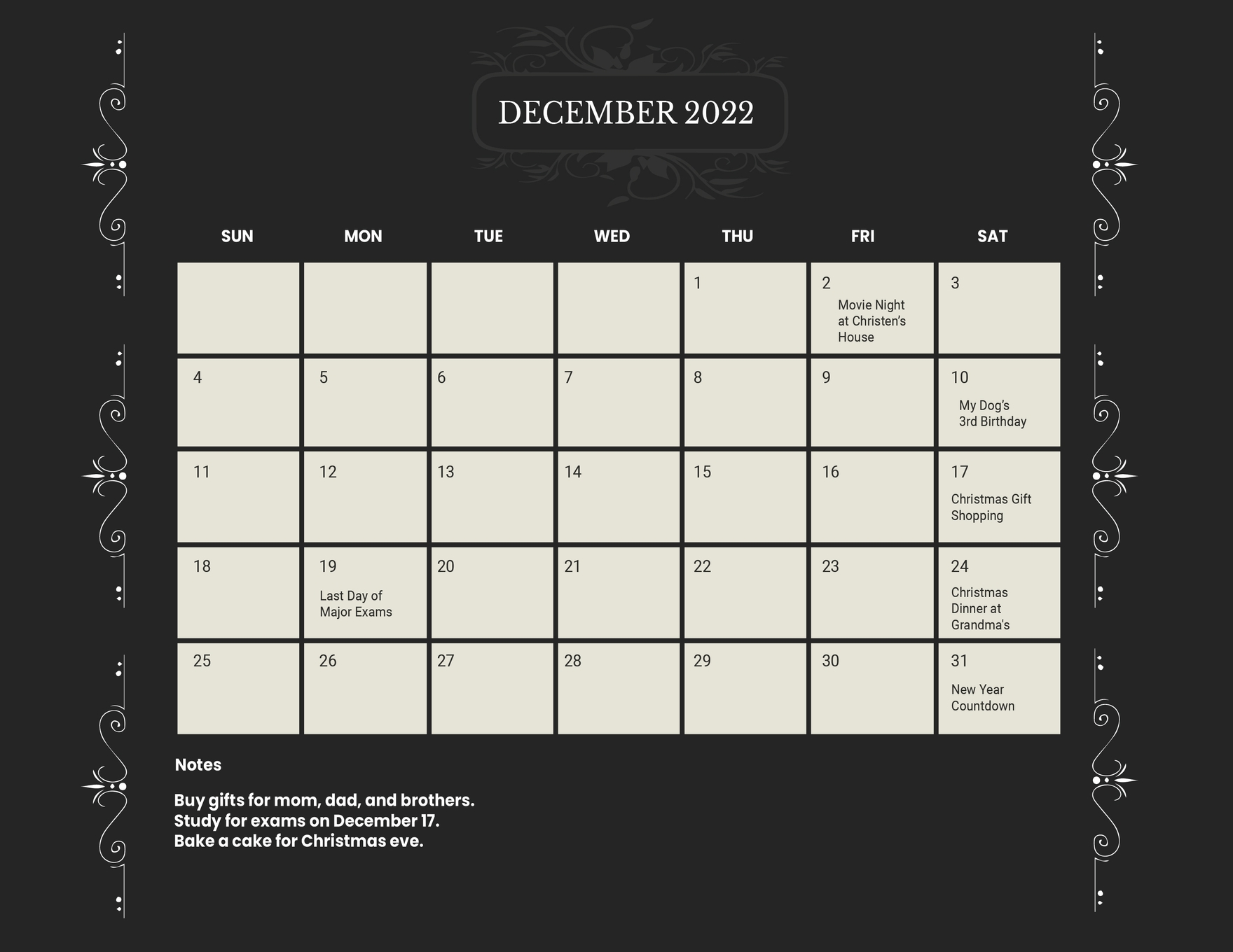 FREE December 2022 Calendar Template Download In Word Google Docs 