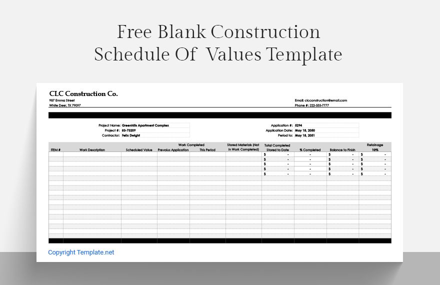 Free Blank Schedule Of Values Template Google Docs Google Sheets Excel Word Apple Pages 
