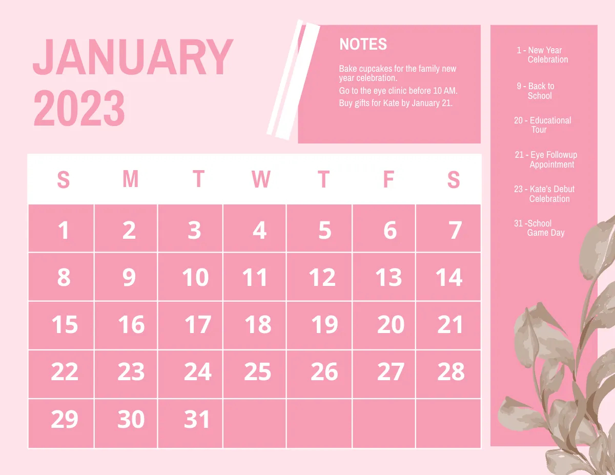 Free Printable January 2023 Calendar Template To Edit Online