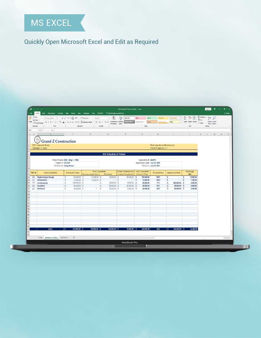 Aia Schedule Of Values Template Google Sheets Excel Template