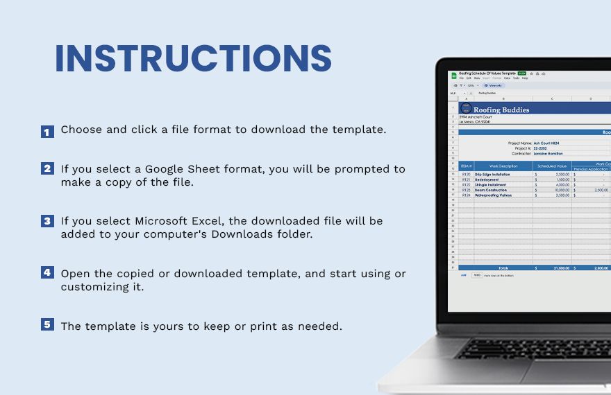 Roofing Schedule Of Values Template - Google Docs, Google Sheets, Excel ...