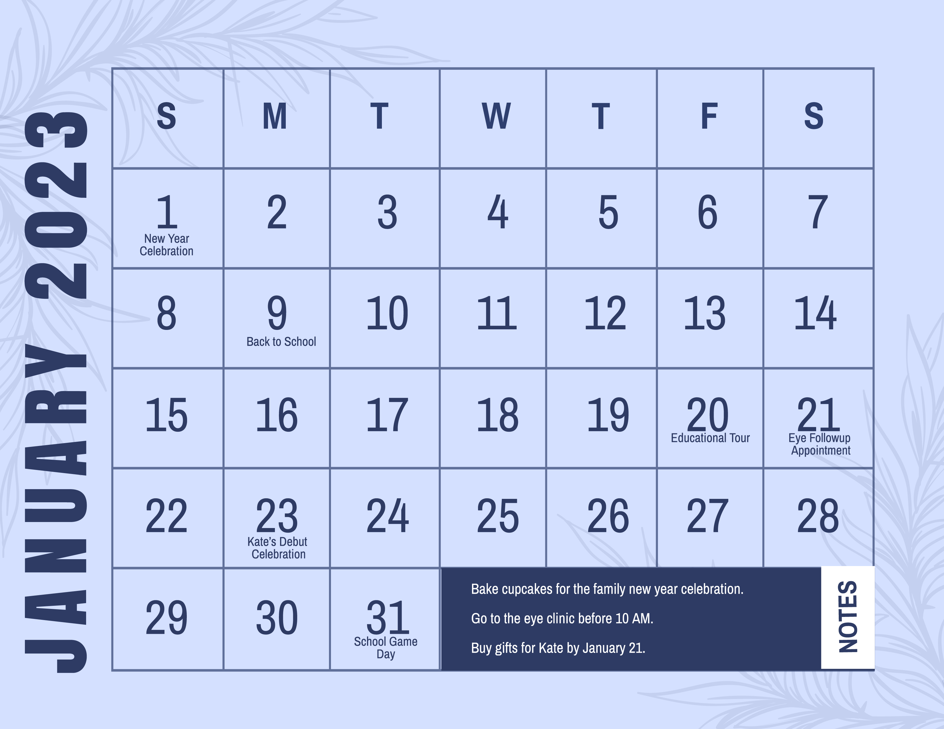 January 2023 Calendar With Holidays Template - Edit Online & Download ...