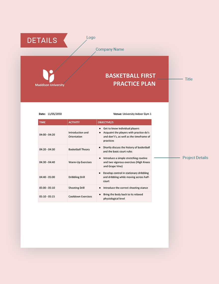 Basketball First Practice Plan - Google Docs, Word, Apple Pages ...