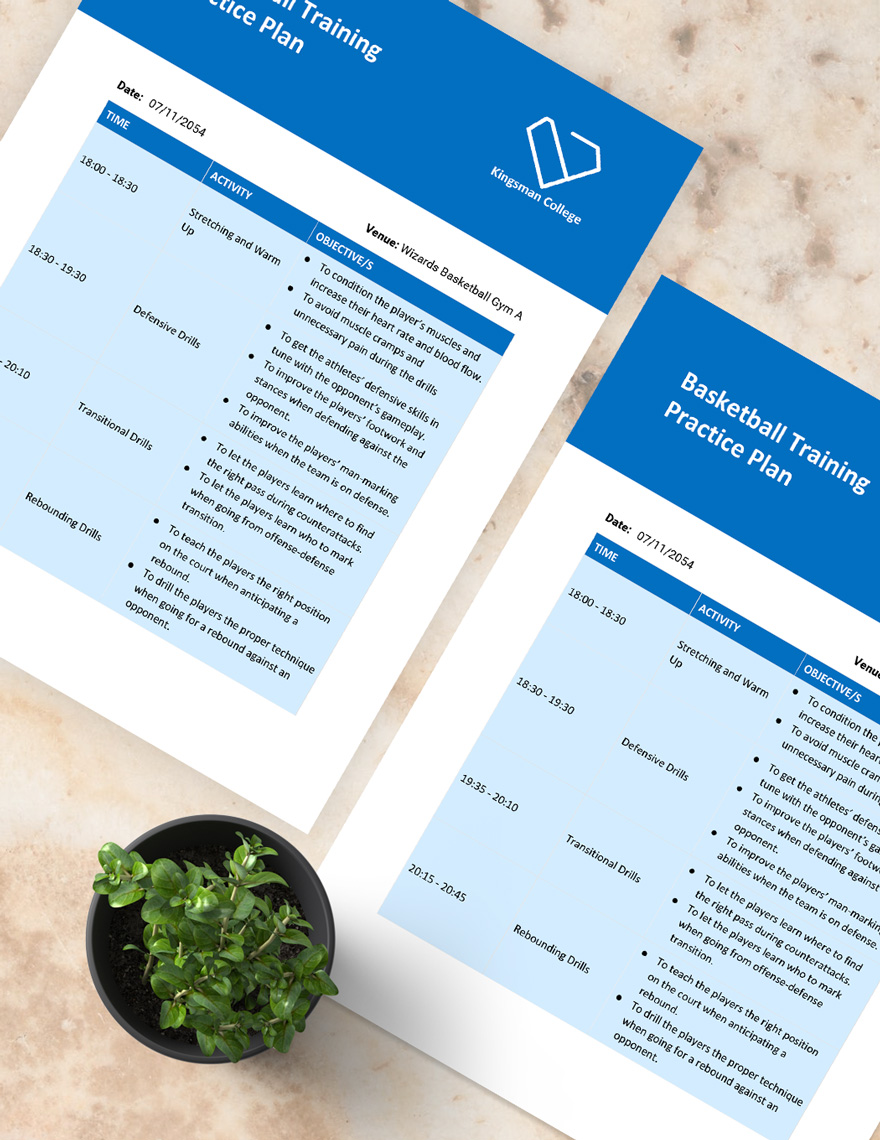 Basketball Training Practice Plan - Google Docs, Word, Apple Pages ...