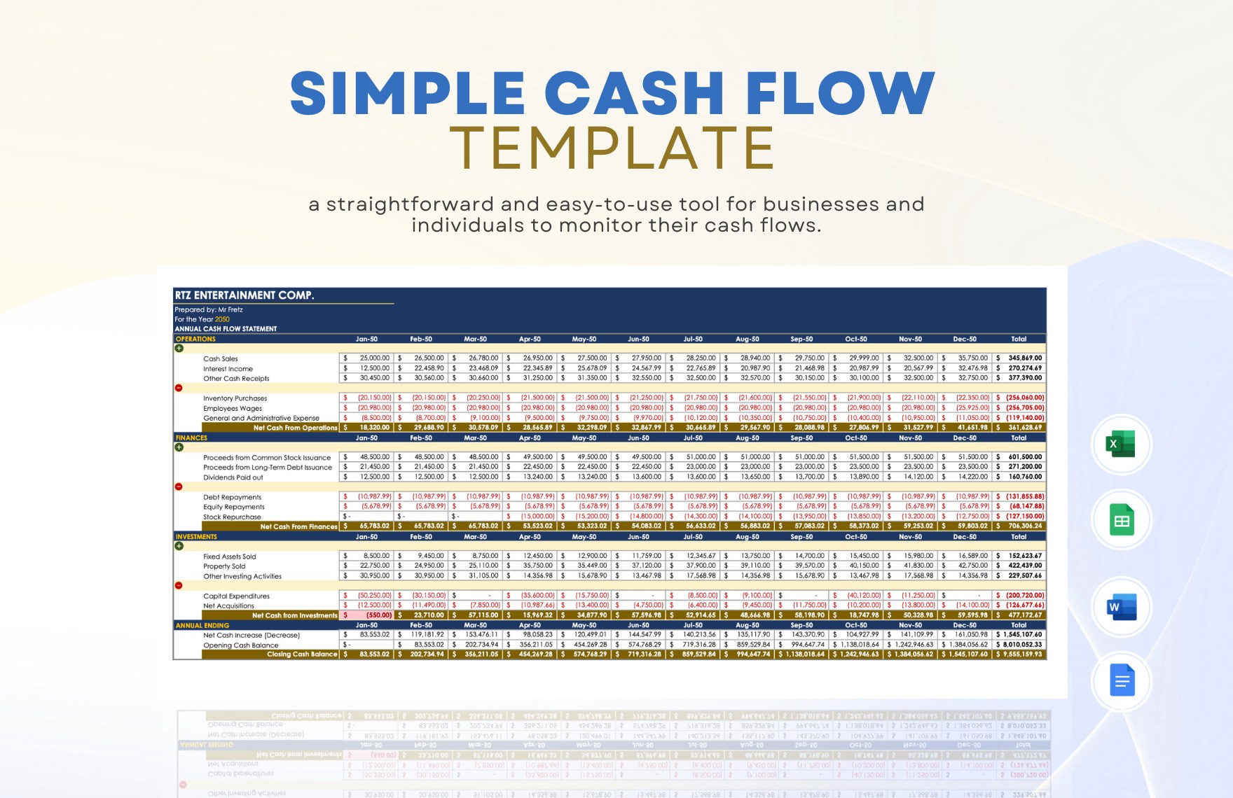Cash Flow Templates In Word FREE Download Template