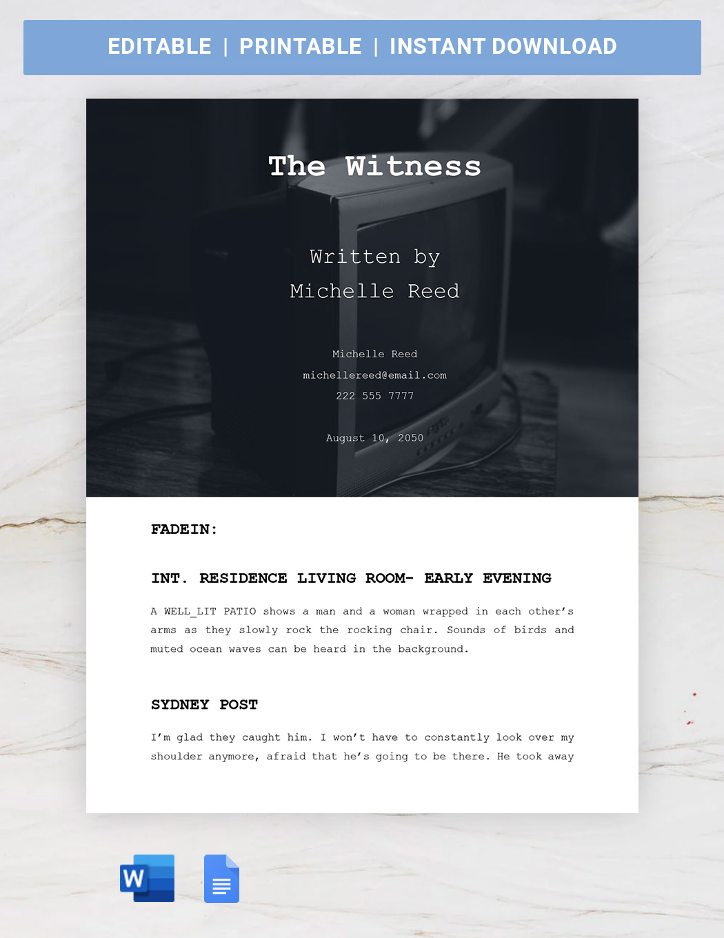 Screenplay Template In Google Docs FREE Download Template