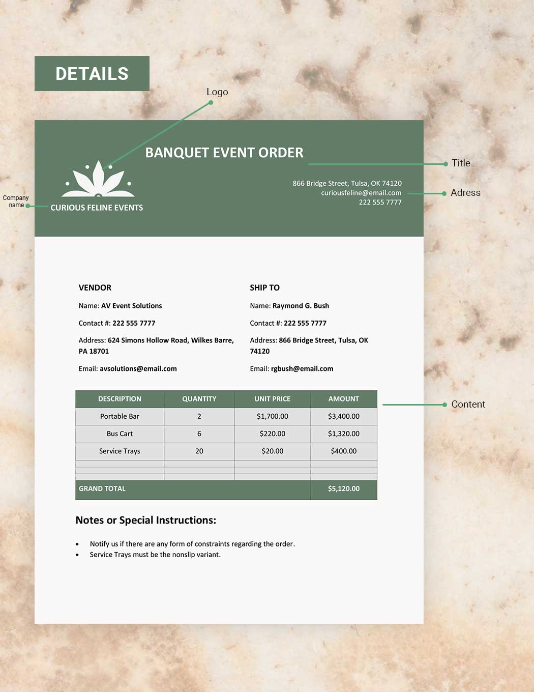 Banquet Event Order Template Download In Word Google Docs Apple 