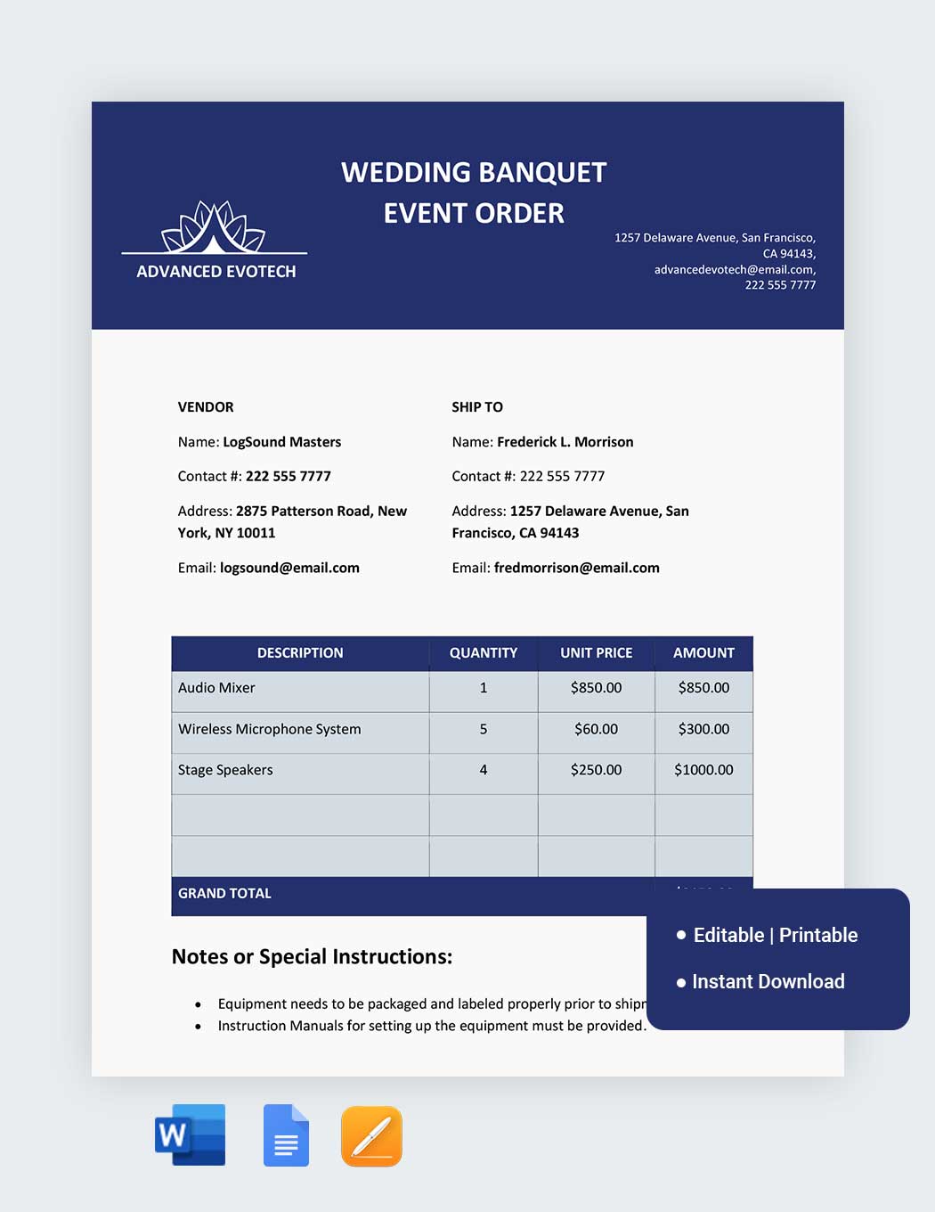 Wedding Banquet Event Order Template Download In Word Google Docs 