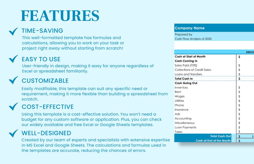 Monthly Cash Flow Template - Google Docs, Google Sheets, Excel, Word ...