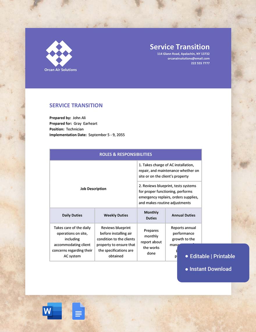 FREE Transition Template Download In Word Google Docs PDF Illustrator Apple Pages 