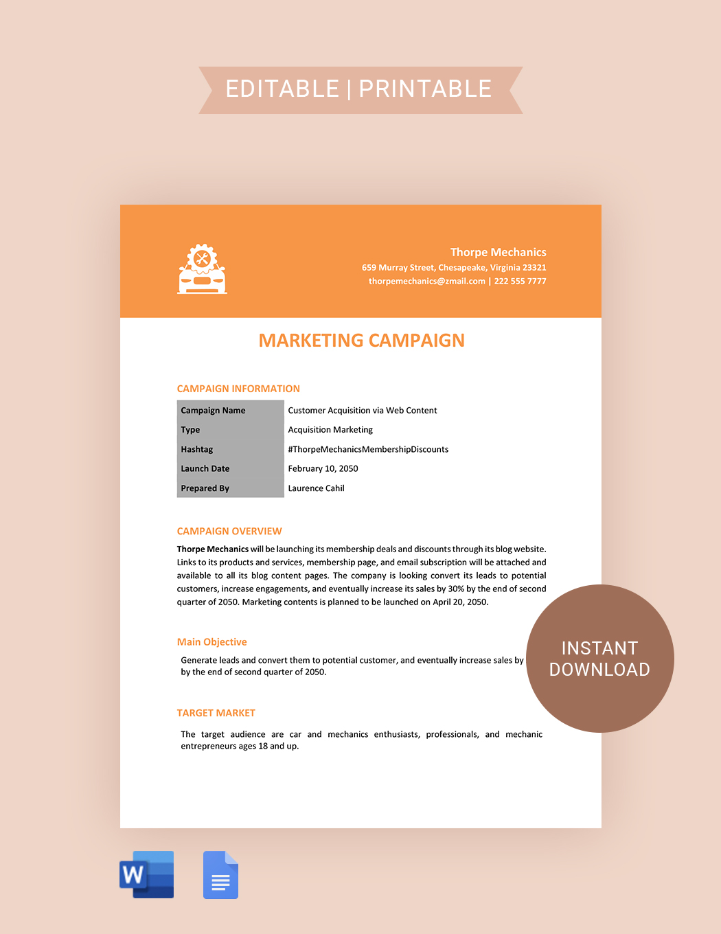 Marketing Campaign Budget Template Download In Word Google Docs 