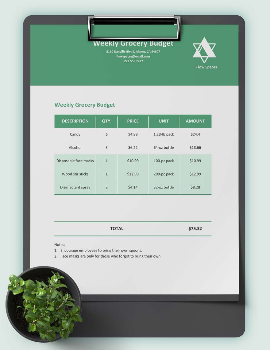 Free Weekly Grocery Budget Template - Google Docs, Word | Template.net
