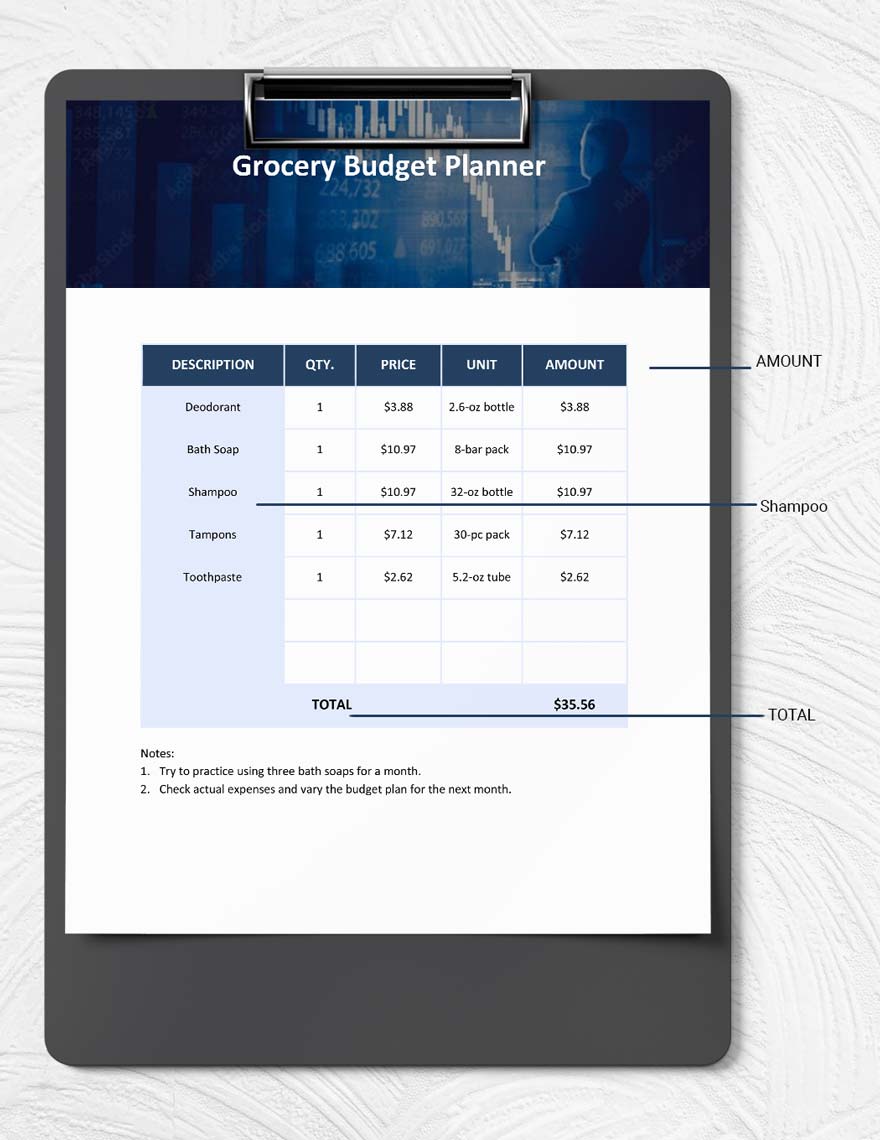 Grocery Budget Planner Template - Google Docs, Word, Apple Pages ...