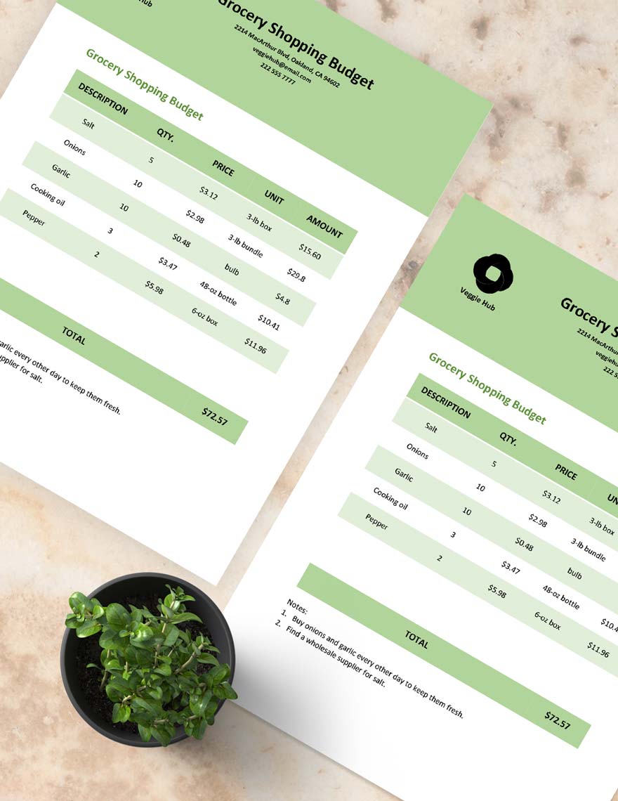 Grocery Shopping Budget Template - Google Docs, Word, Apple Pages ...