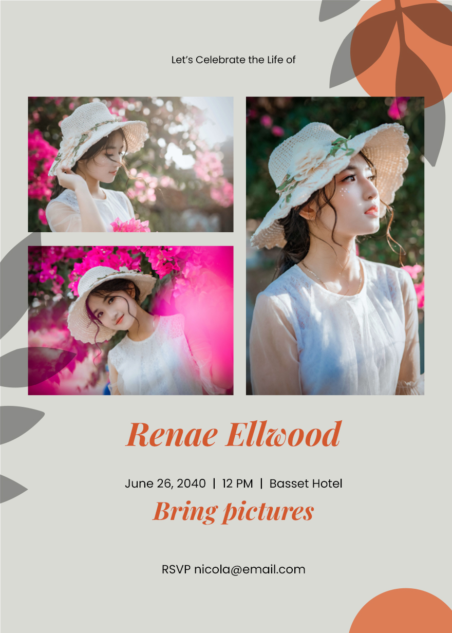 Celebration Of Life Invitation Photo Collage Template Download In 
