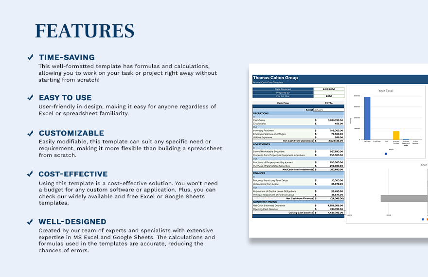 Annual Cash Flow Template - Google Sheets, Excel | Template.net