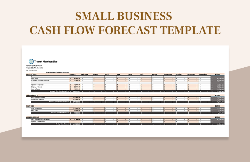 Small Business Cash Flow Forecast Template Google Sheets Excel