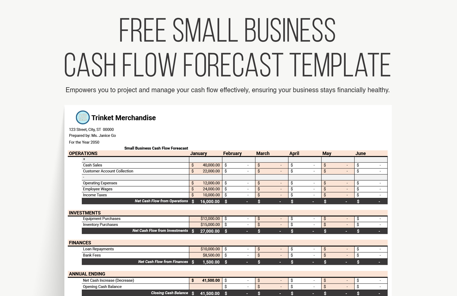 Small Business Cash Flow Forecast Template In Excel Google Sheets