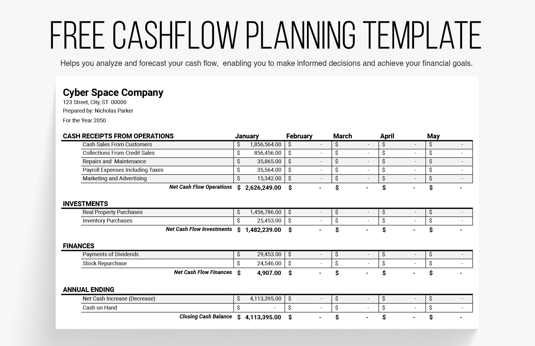 Cashflow Planning Template In Excel Google Sheets Download